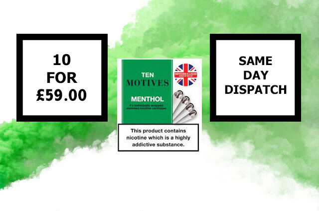 10 Ten Motives Menthol Cartomizer (4pk) Cartridge Refills Various ...