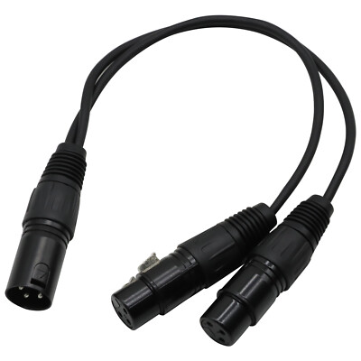 3-Pin XLR Male Plug to Dual 2 Female Jack Y Splitter Mic DJ Cable ...