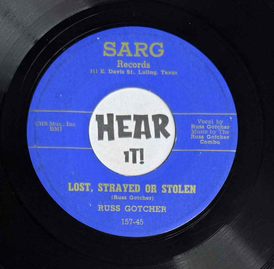 Rare TX Rock & Roll Teen 45 RUSS GOTCHER Sweet As Honey / Lost Strayed ...