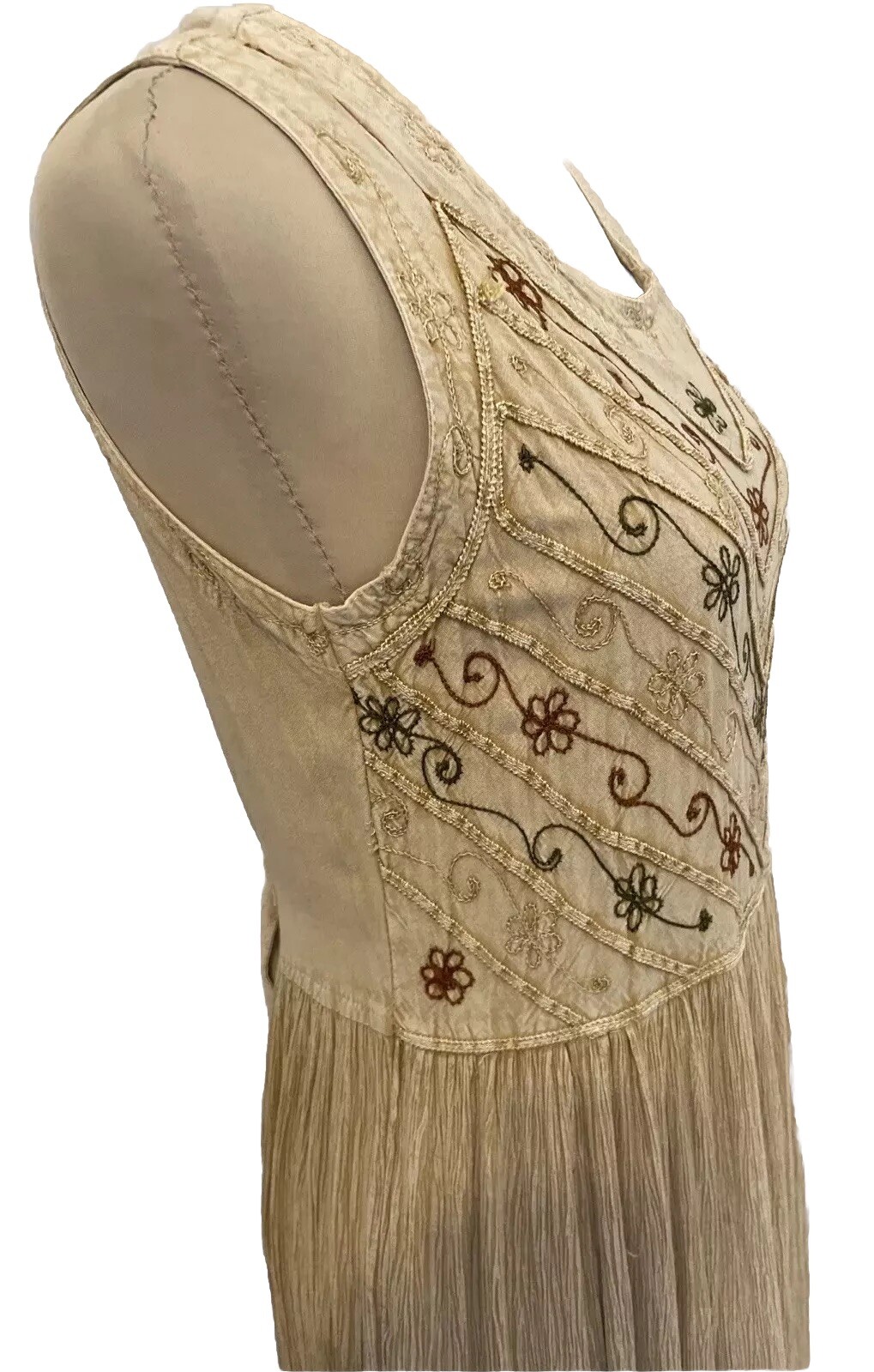 Vintage 80s 90s Rayon Gauze Boho Hippie Embroidered Dress Maxi MPH ...