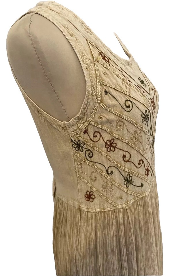 Vintage 80s 90s Rayon Gauze Boho Hippie Embroidered Dress Maxi MPH ...