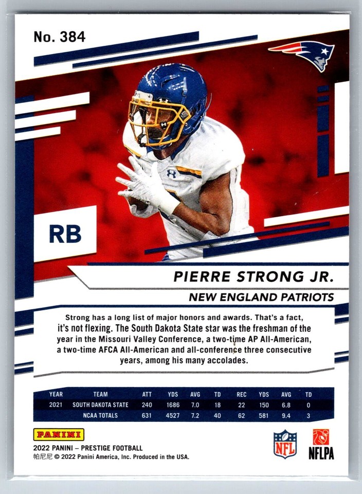 2022 Panini Prestige Pierre Strong Jr. Rookie New England Patriots RC ...
