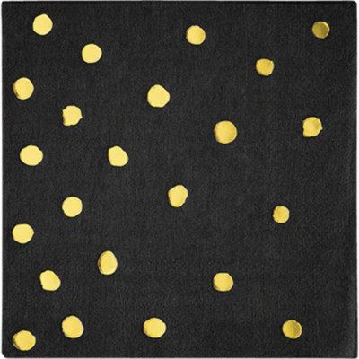 Touch of Colour Black Velvet & Gold Foil Dots Beverage Napkins Pack of ...
