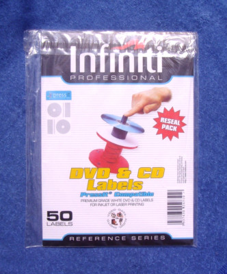 50 DVD & CD LABELS ~ INFINITI PRO / PRESSIT ~ PREMIUM GRADE ~ INKJET ...