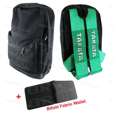 JDM BRIDE RACING BACKPACK W/ GREEN RACING HARNESS SHOULDER STRAPS ...