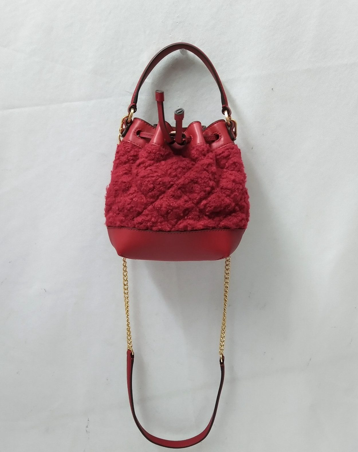 Tory Burch Willa Boucle Red Tweed Mini Drawstring Buc… - Gem