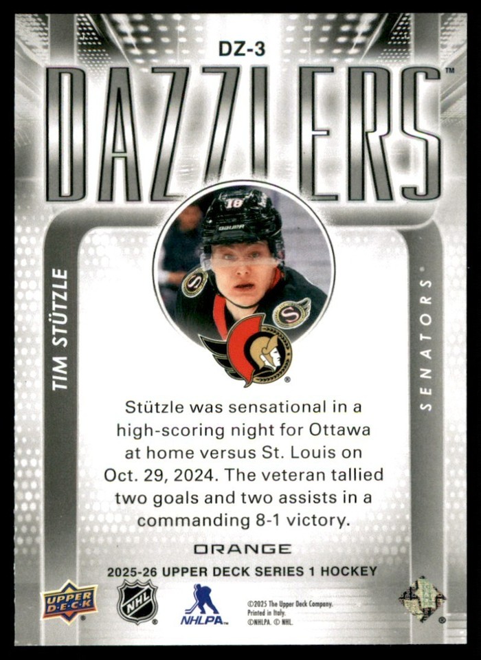 2025-26 UD Upper Deck Series 1 Orange Dazzlers DZ-1 - DZ-50 - Pick From ...