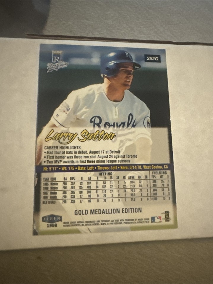 1998 Fleer Ultra Larry Sutton - Kansas City Royals - Gold Medallion ...