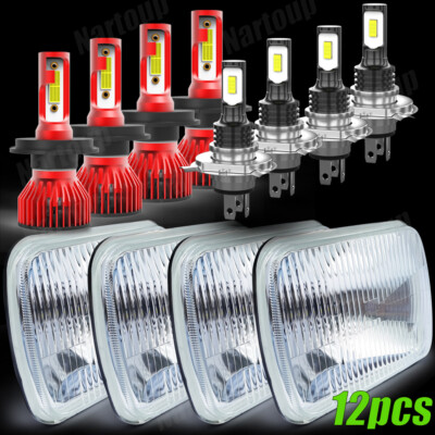 4Pcs 4x6" Square LED Headlights Hi/Lo Beam DRL Lamp for Chrysler ...