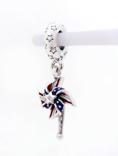 NEW 100% PANDORA 925 American Pinwheel Stars & Stripes Charm Pendant ...