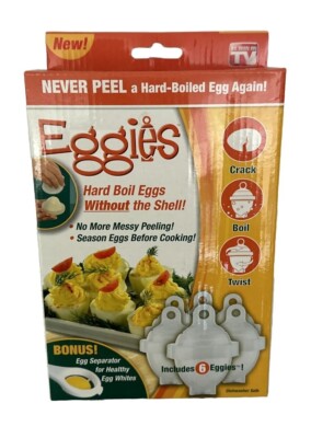 Eggies 6 Pack Hard Boil Eggs Cookers Without The Shell As Seen On TV ...