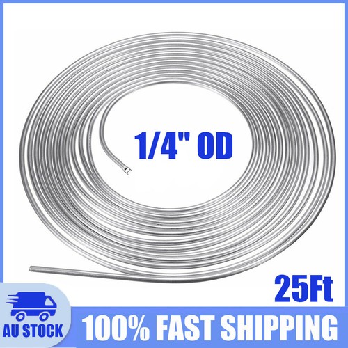 1/4'' OD 25Ft Coil Roll Steel Zinc Silver Fuel Brake Line Hose Tube ...