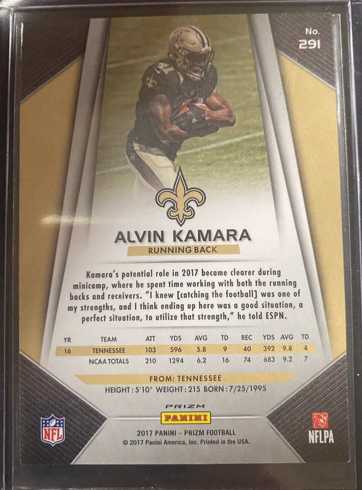 Alvin Kamara Rookie Card Prizm Silver 2017 New Orleans Saints Football ...