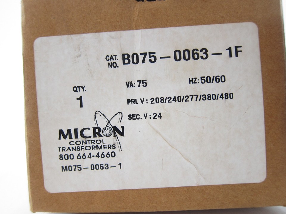 NEW Micron B075-0063-1F Control Transformer B07500631F 50/60 Hz 75VA | eBay