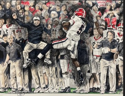 Georgia Bulldogs Football UGA 2021 “Kirby Smart Jump” 12x18 Artwork | eBay