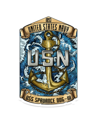 US Navy Chief Decal USS Spruance DDG-111 CPO Retired Veteran 3" USN ...