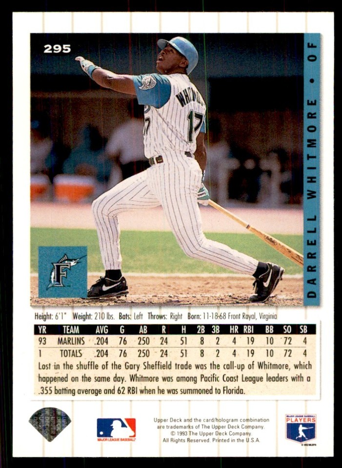 1994 Upper Deck Darrell Whitmore Baseball Cards #295 | eBay