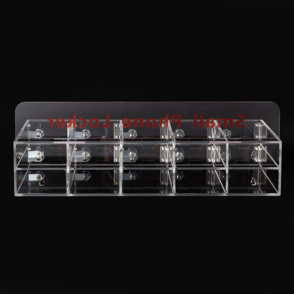 10 Slots Cell Phone Locker Box Transparent Acrylic Storage Box W/Locks ...
