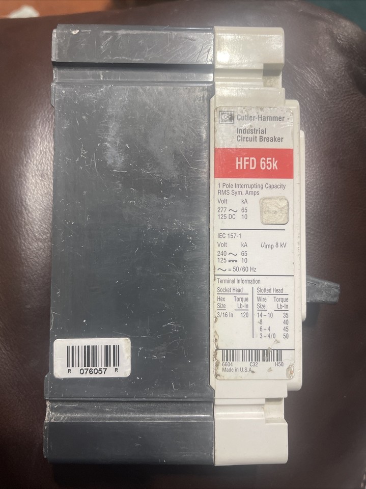 Eaton HFD1020 HFD Series C, 20A, 1P, 277VAC, 125VDC, 65 kAIC, Type HFD ...