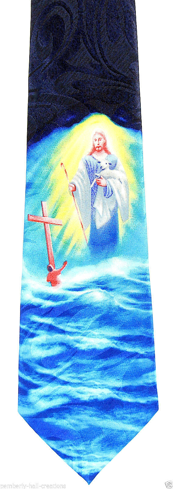 Jesus Lamb of God Men's Neck Tie Religious Cross Christian Faith Blue ...