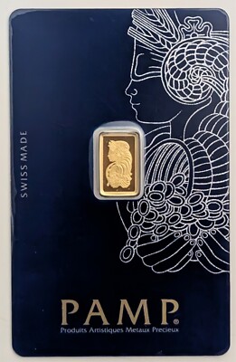 NEW IN PLASTIC PAMP SUISSE 1 GRAM GOLD BAR SEALED CERTIFICATE NUMBER ...