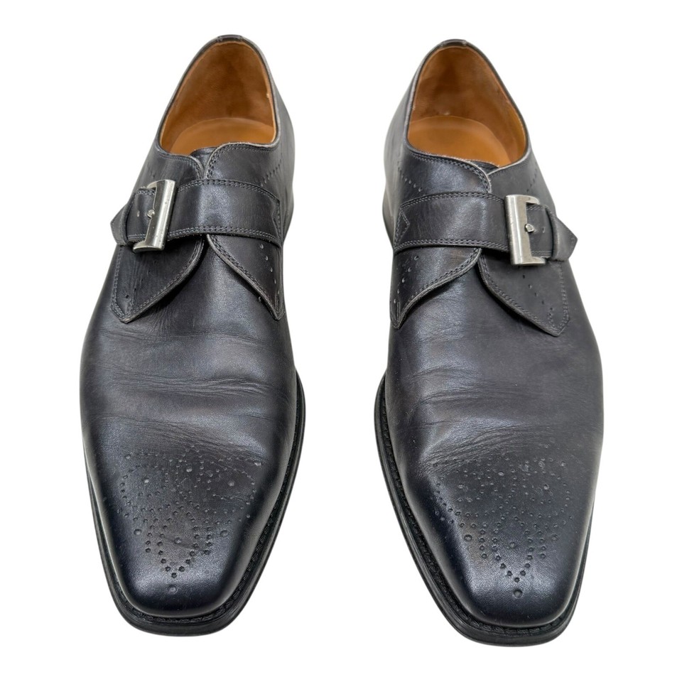 Magnanni Monk Strap Dress Shoes Leather Brogue Details Formal Classic ...