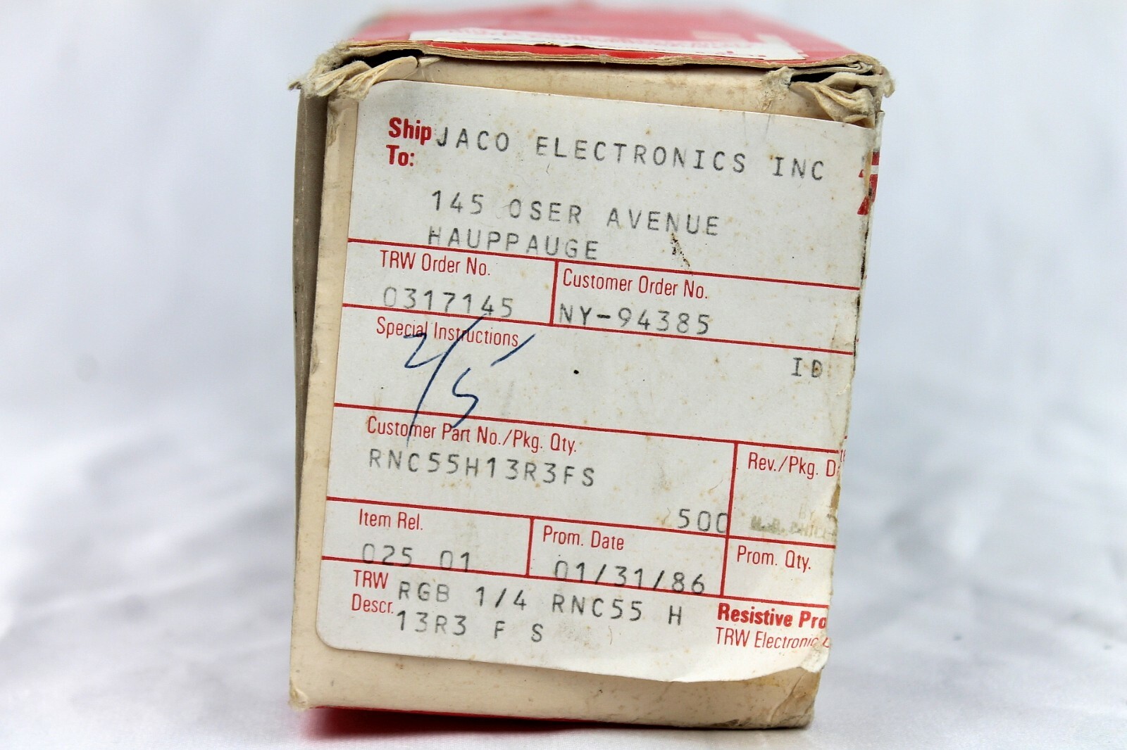 500 PCS ~ TRW 13 Ohm 1/4 Watt 1% RNC55 Precision Metal Film Resistors ...