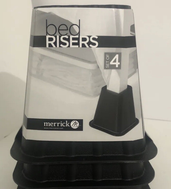 Merrick Bed Risers Add 5.25" in Height Hold 300lbs. Set of 4 Under Storage NEW 18643904029| eBay