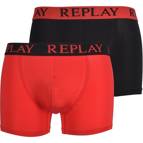 Replay 2-Pack Contrast Waistband Men's Boxer Trunks, Black/Red | eBay