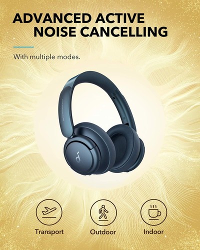 Soundcore Life Tune Pro Over-Ear Bluetooth Headphones Active Noise ...