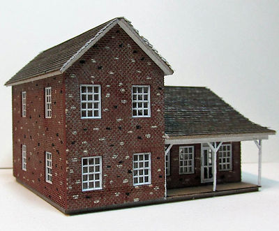 BRICK FARM HOUSE N Scale Model Railroad Structure Unptd Wood Laser Kit ...