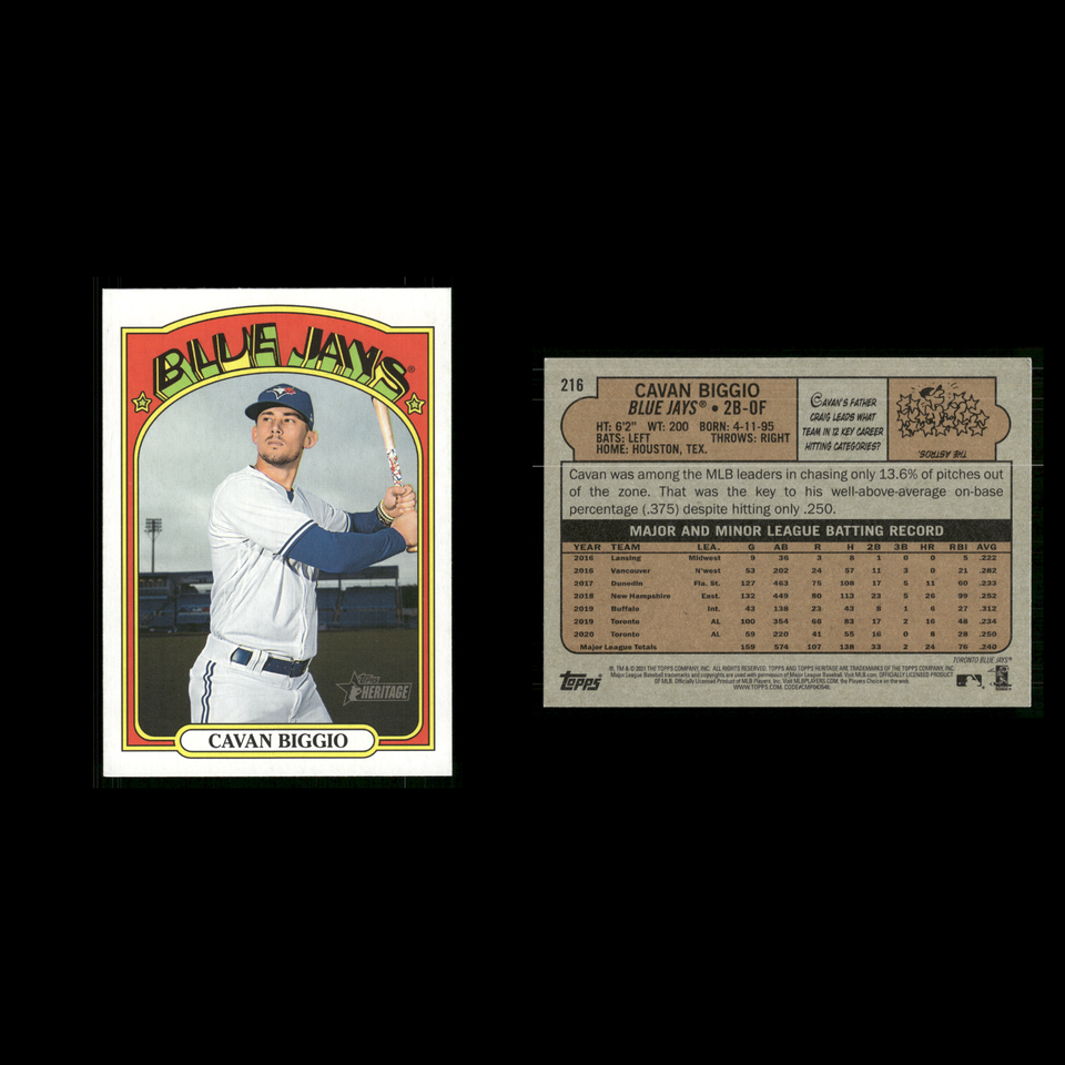 Cavan Biggio #216 2021 Topps Heritage Toronto Blue Jays Baseball Card ...