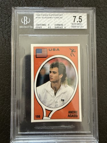 Andre Agassi 1988 Panini Rookie card RC BGS Graded 7.5 Near Mint+ ...