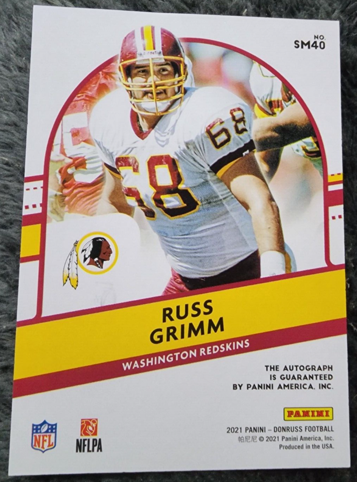 2021 Donruss Russ Grimm Signature Marks Auto #SM40 Redskins HOF | eBay