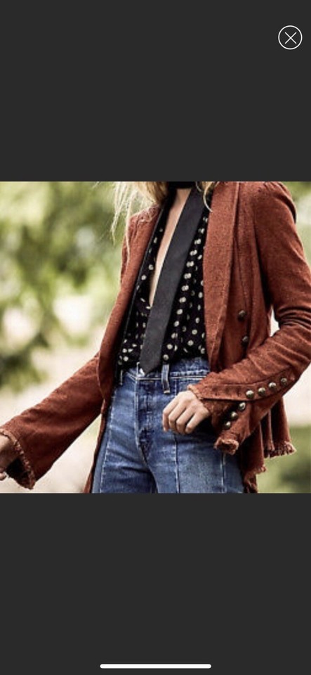 Free People ruffle red jacket Small | eBay