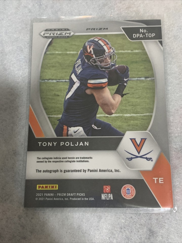 2021 Panini Prizm Draft Picks NFL Tony Poljan Green Prizm Auto DPA-TOP ...