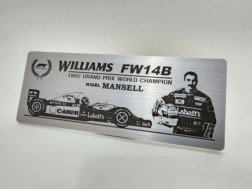 1992 F1 Williams FW14B Nigel Mansell Metal Name Plate Plaque for 1/12 ...