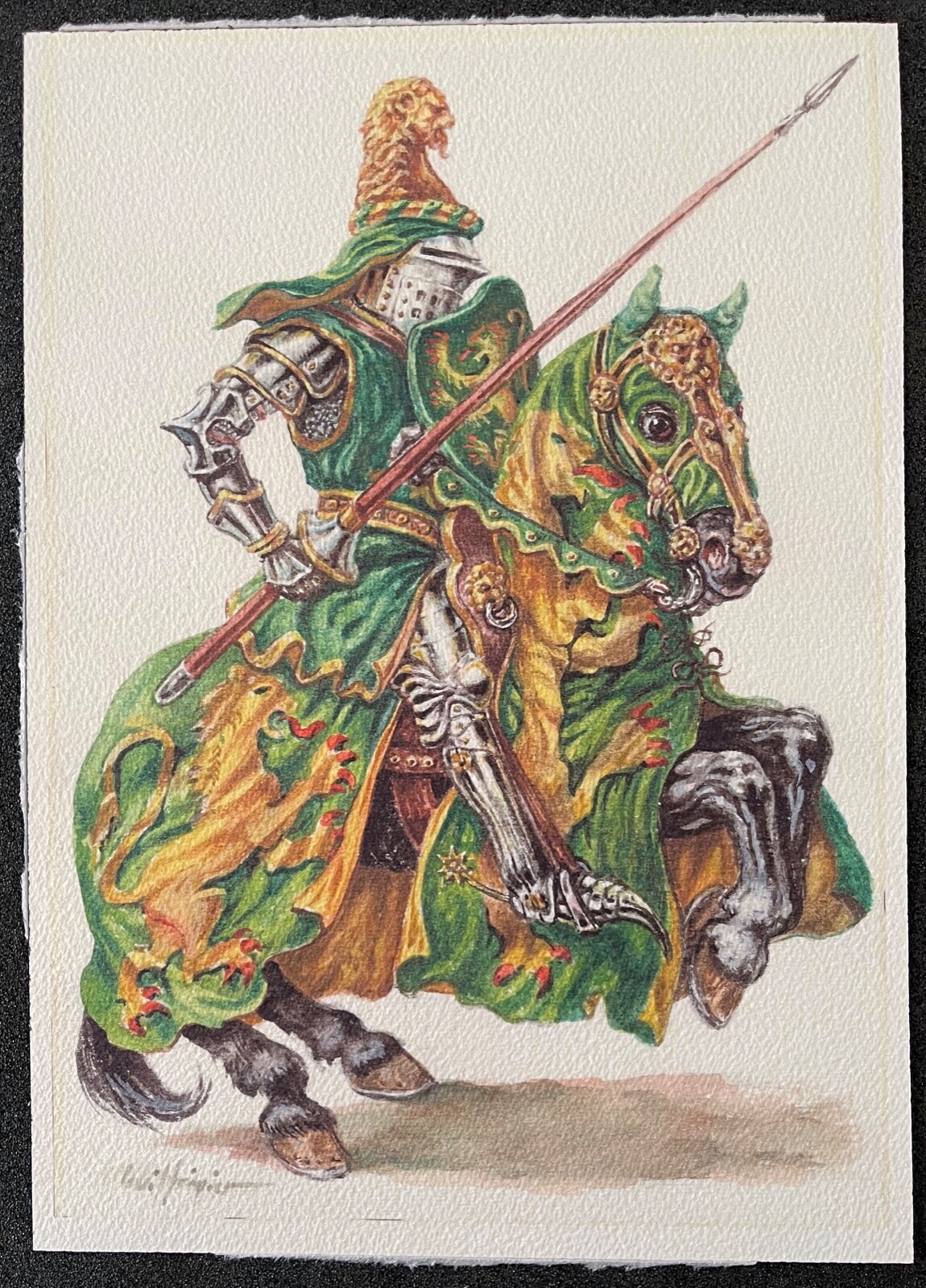 Chevalier IN Tournament C 1430 Louis Fregier (1929-2014) Watercolour M ...