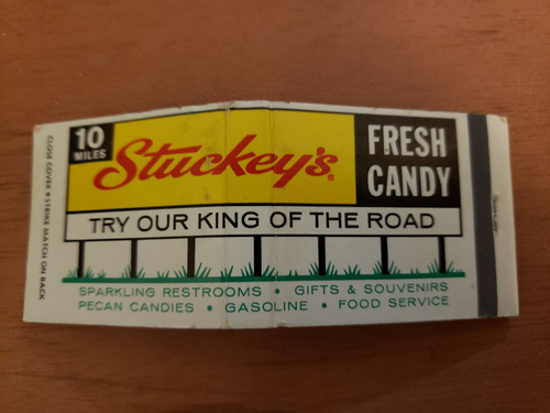 Stuckey's Fresh Candy, Gifts, and Gasoline Vintage Matchbook Unstruck ...