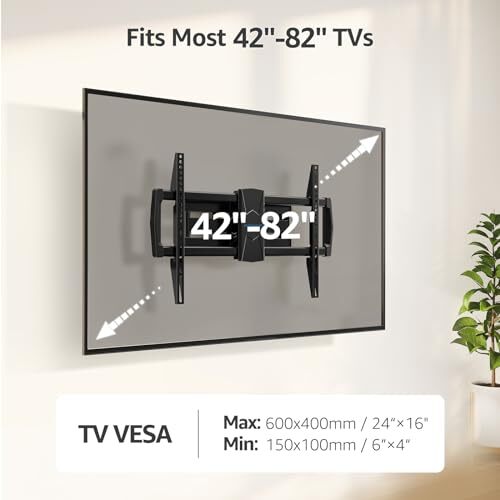 Full Motion TV Wall Mount for Most 42-82 inch TVs, Wall Mount TV ...