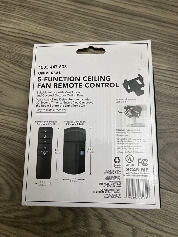 Hampton Bay 3-Speed Universal Ceiling Fan Premier Remote Control ...