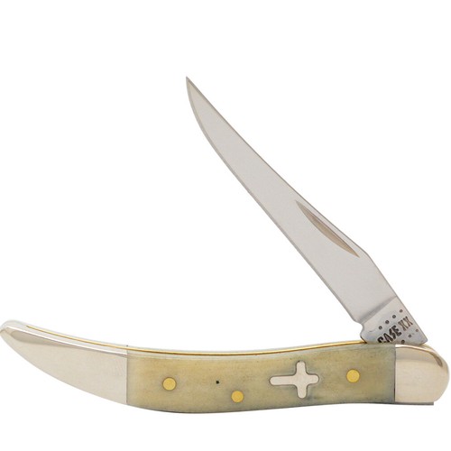 CASE XX POCKET KNIFE SMALL TEXAS TOOTHPICK NATURAL SMOOTH BONE CROSS ...