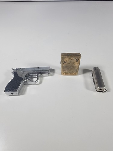 3 SET: VTG Kowell Lighter Knife & Tools Scissors Nail File, ZIPPO & Gun ...