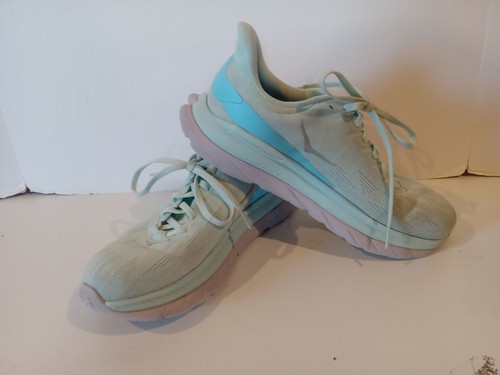 Hoka One One Womens 8.5B Blur Aqua Mach 4 Running Training Shoes ...