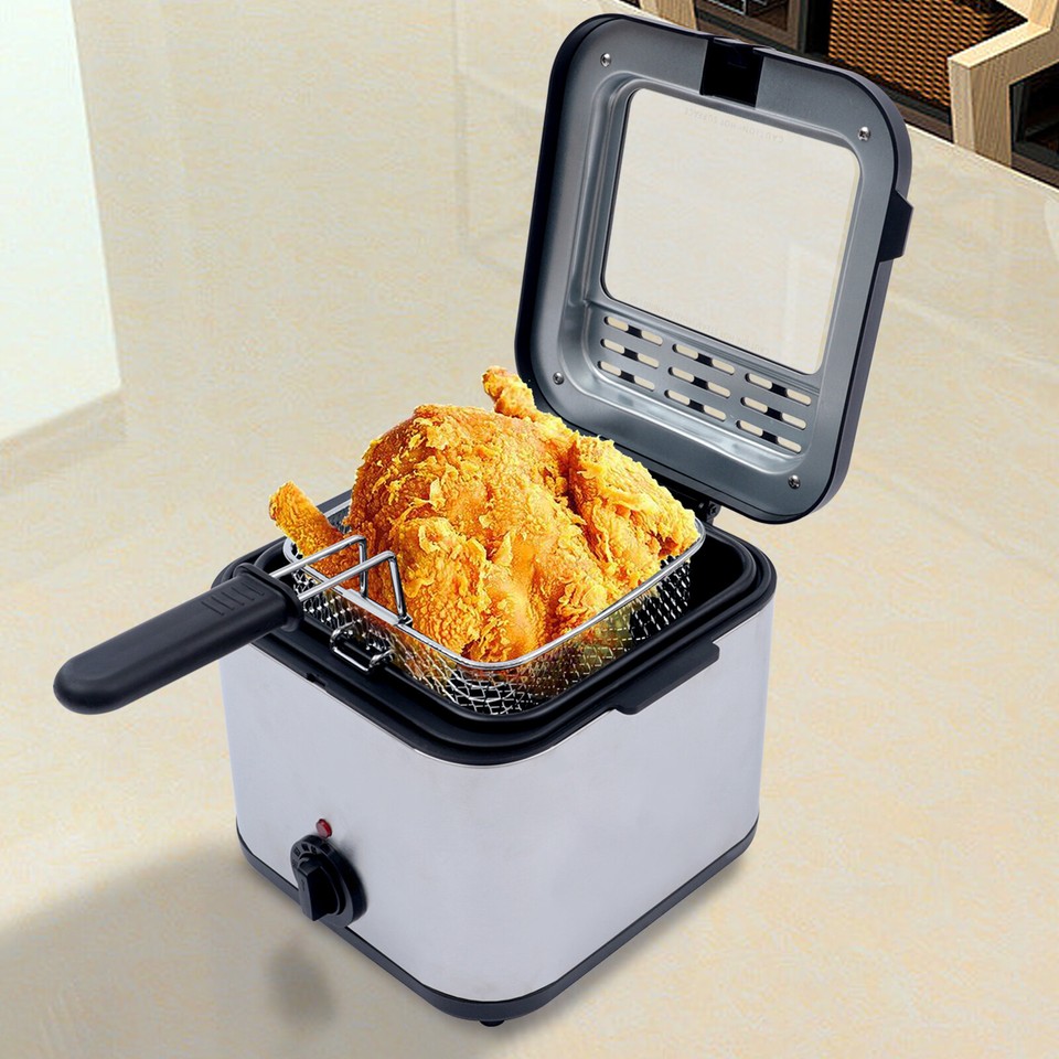 Electric Deep Fryer With Basket Small Fryer Stainless Steel Fish Fryer ...