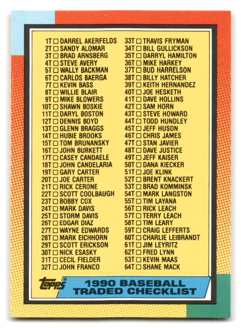 Checklist: 1T-132T CL 1990 Topps Traded #132T BASEBALL | eBay