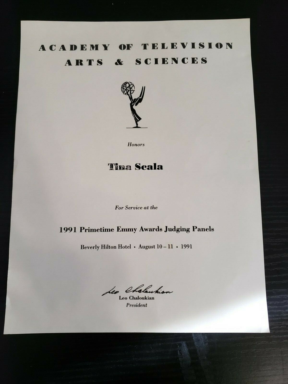 Honorary Emmy Judging Panel Award (1991 / Tina Scala) - KP 1070 | eBay ...