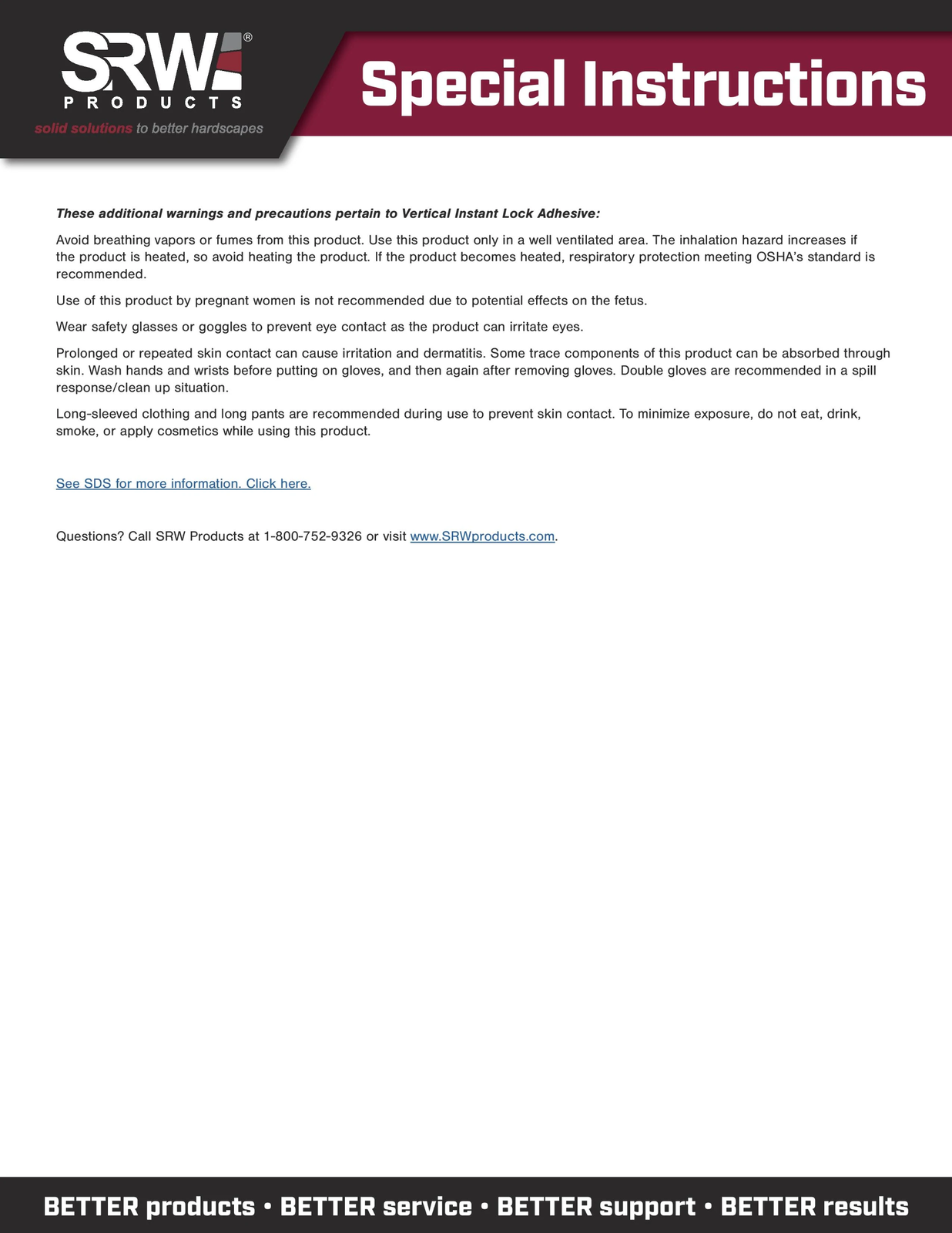 SRW Products Vertical Instant Lock Adhesive | eBay