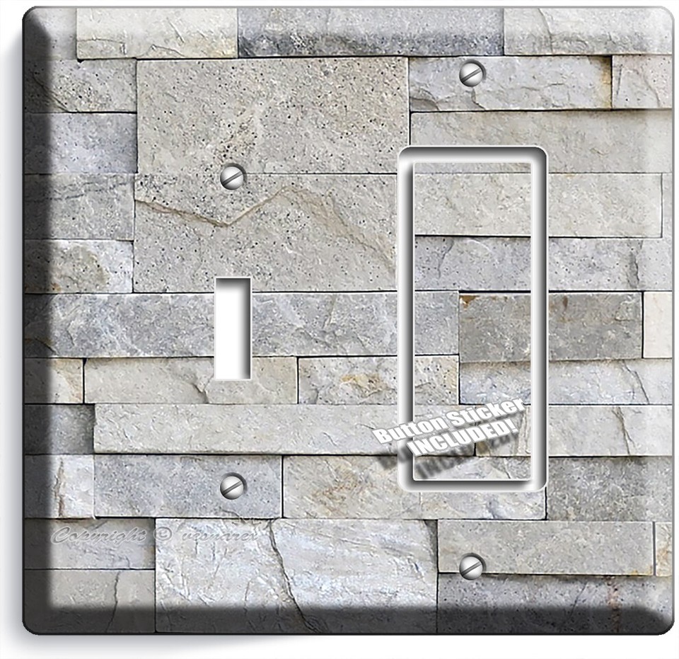 RUSTIC GRAY STACKED STONE STYLE LIGHT SWITCH OUTLET WALL PLATE KITCHEN ...