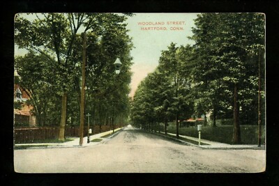 Connecticut CT postcard Hartford, Woodland Street Scene Vintage | eBay